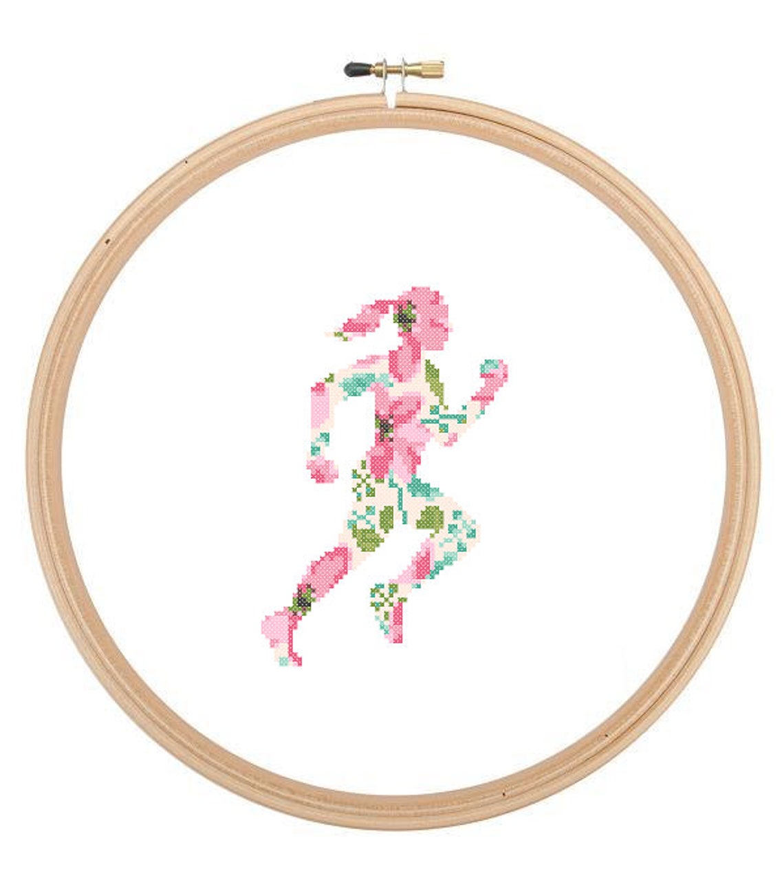 Woman Runner Silhouette Cross Stitch Pattern Floral Water | Etsy
