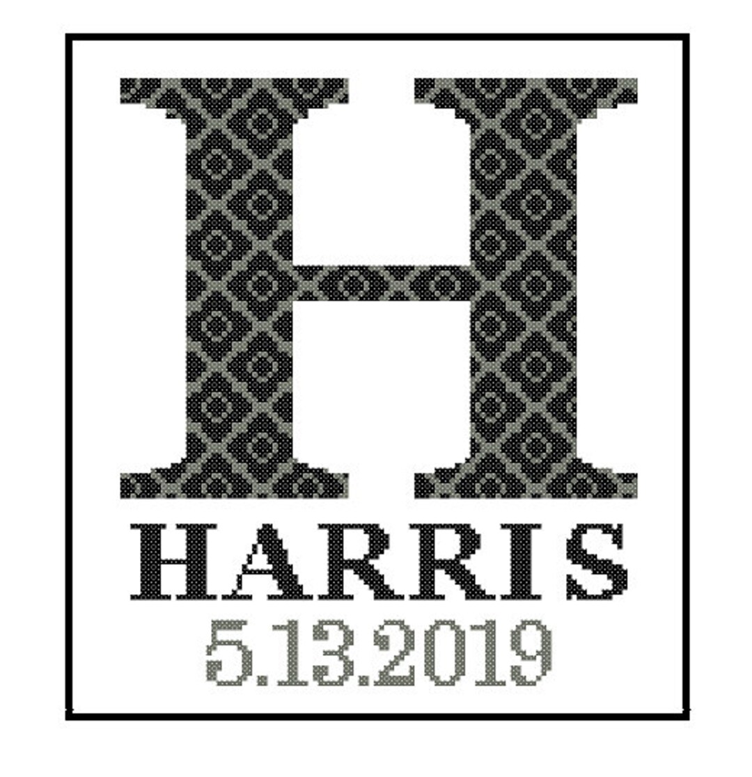 1 Custom Monogram Cross Stitch Pattern Modern Cross Stitch Monogram ...
