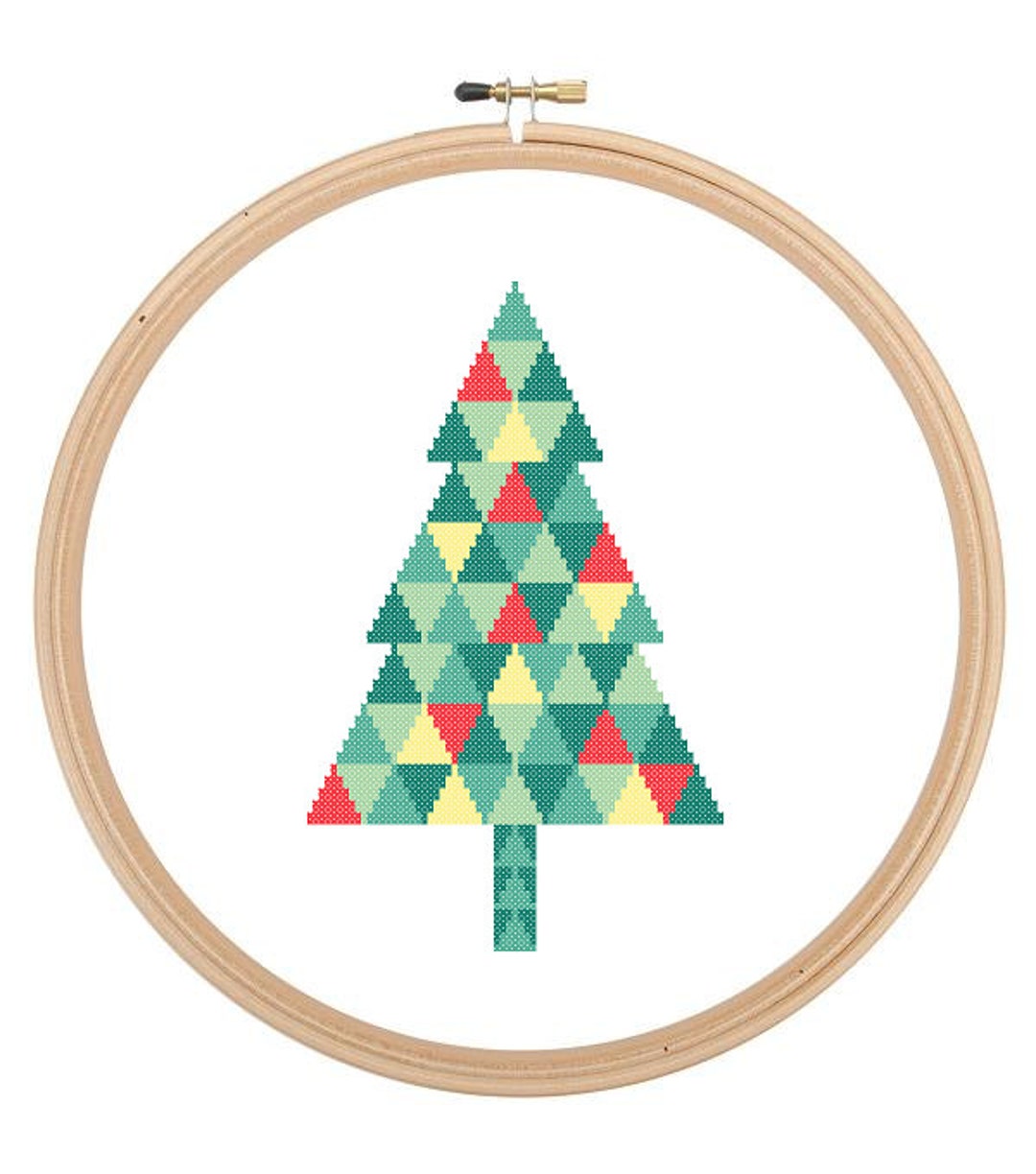 Modern Christmas Tree Cross Stitch Triangle Geometric Tree Cross Stitch ...