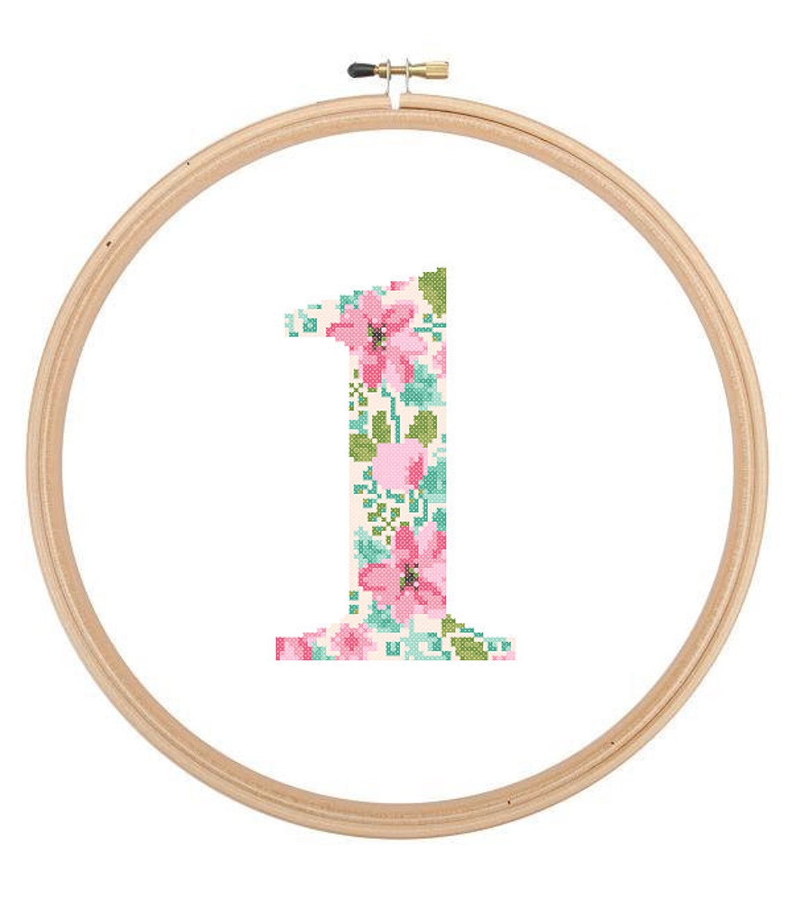 Floral 1 Cross Stitch Pattern 1 Number 1 Cross Stitch Baby Birth ...