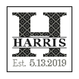 1 Custom Monogram Cross Stitch Pattern Modern Cross Stitch | Etsy