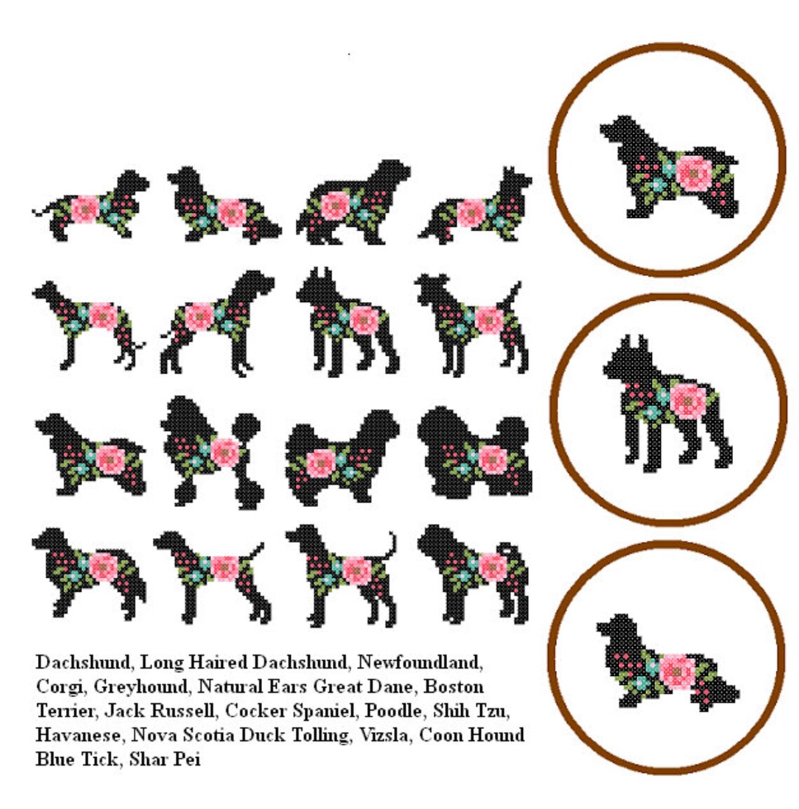 48 Mini Dog Christmas Ornaments Cross Stitch Christmas Mini Cross ...