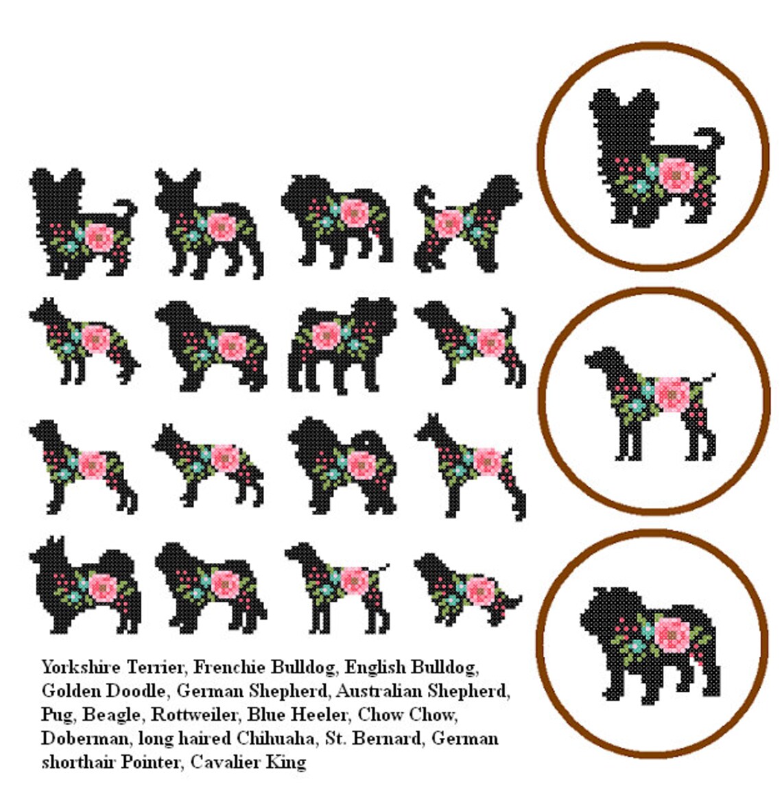 16 Mini Dog Christmas Ornaments Cross Stitch Christmas Mini Cross ...