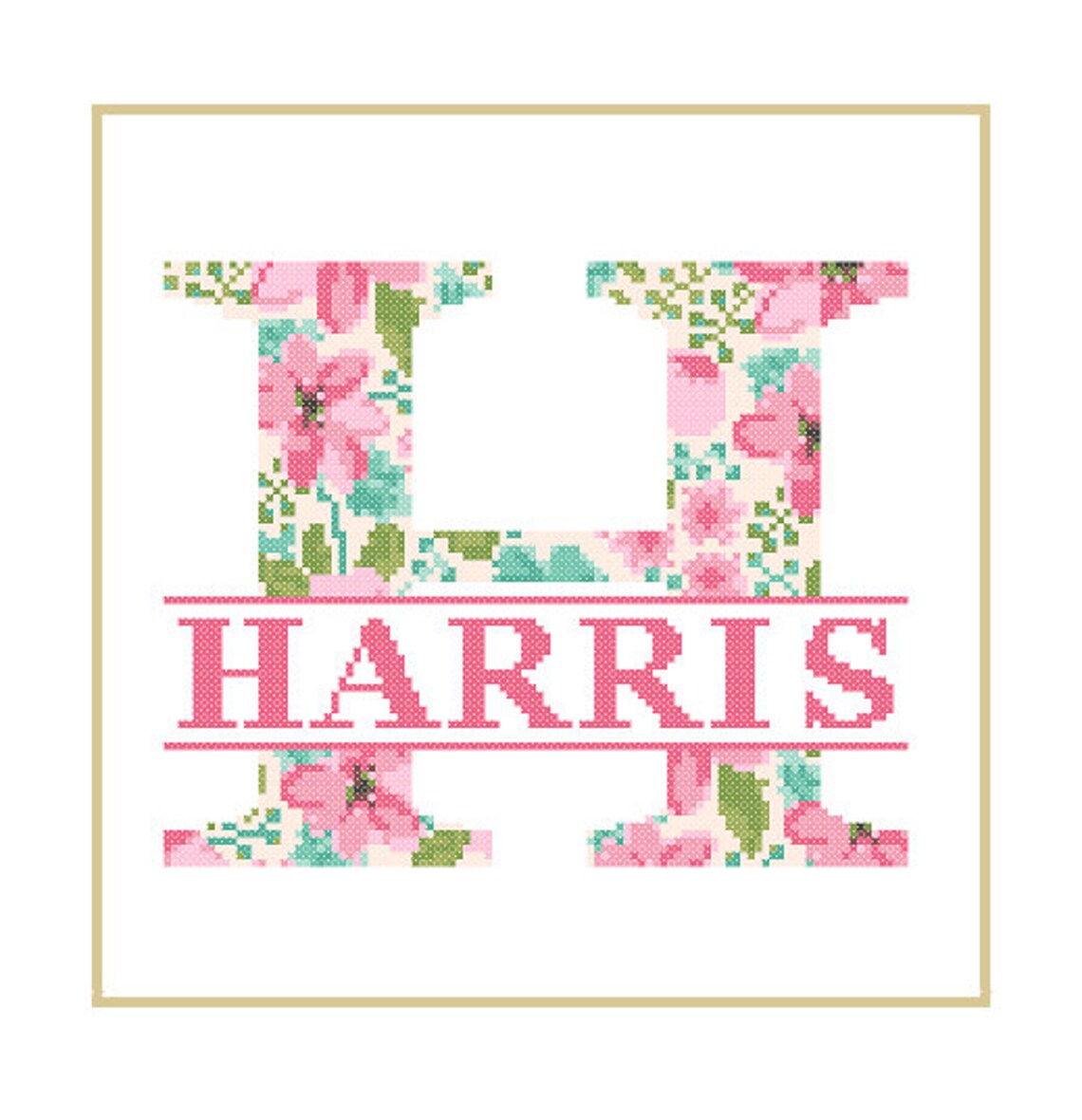 1 Custom Monogram Cross Stitch Pattern Modern Cross Stitch Monogram ...
