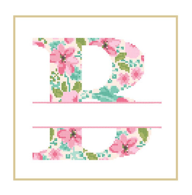 Floral Monogram B Cross Stitch Pattern B Initial B Letter - Etsy