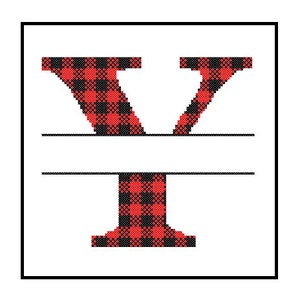 Buffalo Plaid Monogram Y Cross Stitch Pattern Y Initial Y Letter Cross ...