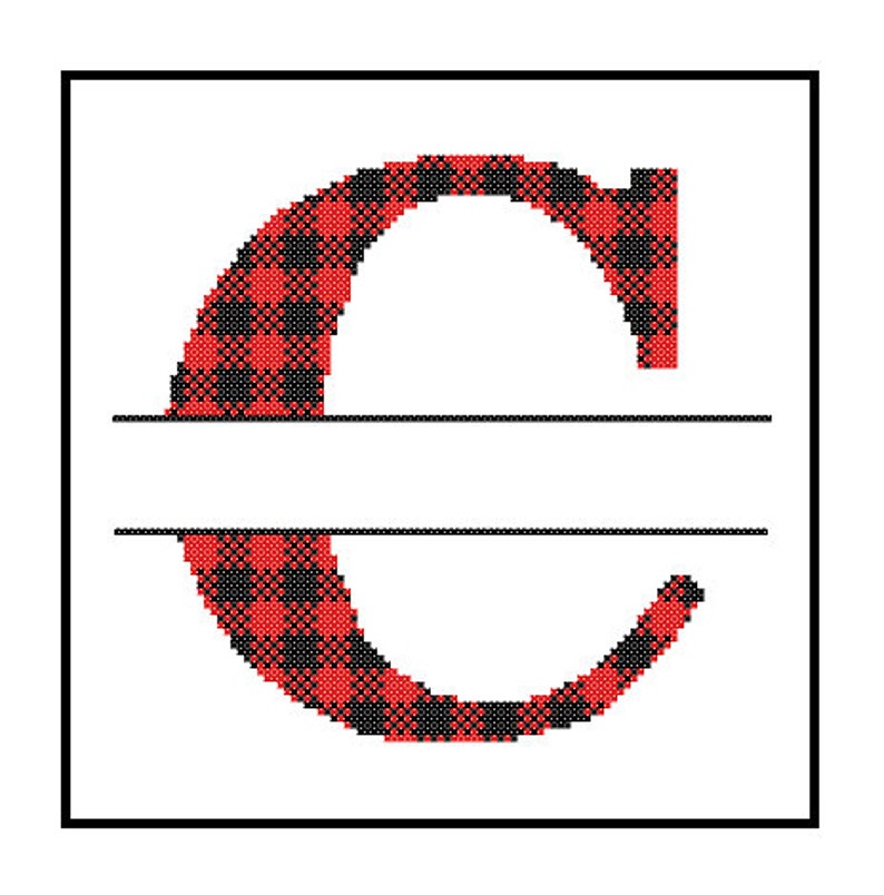 Buffalo Plaid Monogram C Cross Stitch Pattern C Initial C Letter Cross ...