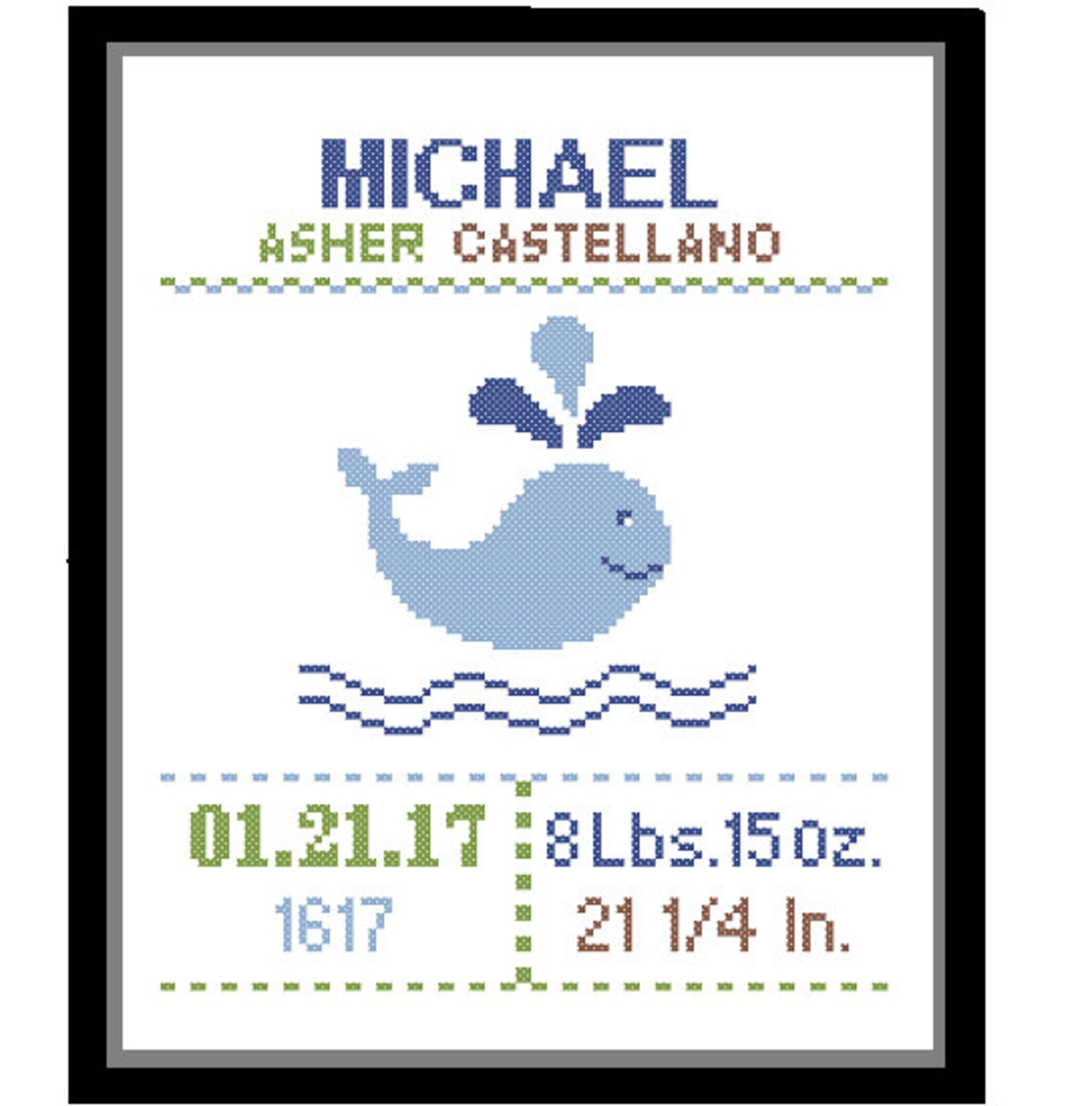 1 Cross Stitch Custom Pattern Baby Boy Personalised Birth | Etsy