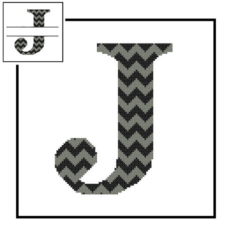 Chevron Monogram J Cross Stitch Pattern J Initial J Letter - Etsy