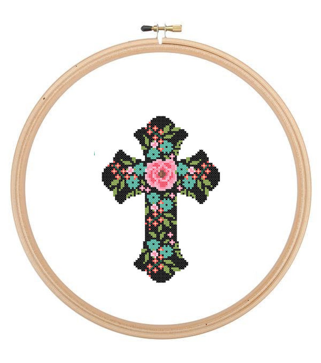 Christian Cross - Cross Stitch Pattern Holy Cross Christening Baptism ...