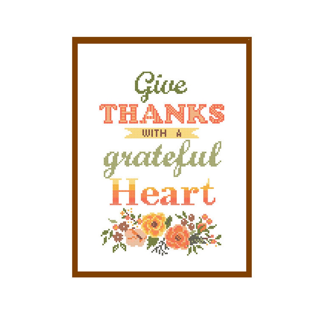 Modern Thanksgiving Cross Stitch Pattern Give Thanks With a Grateful ...