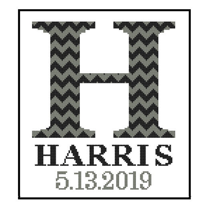 1 custom Monogram Cross Stitch Pattern Modern cross stitch | Etsy