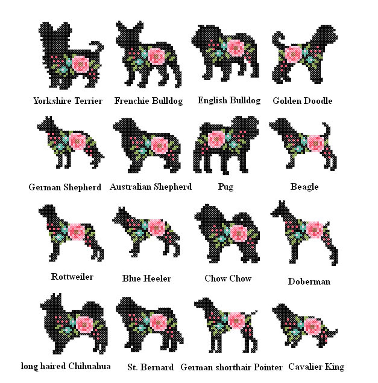16 Mini Dog Christmas Ornaments Cross Stitch Christmas Mini Cross ...