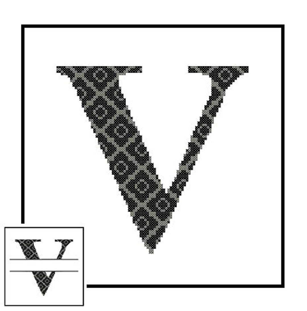 Monogram V Cross Stitch Pattern V Initial V Letter Cross Stitch Wedding ...
