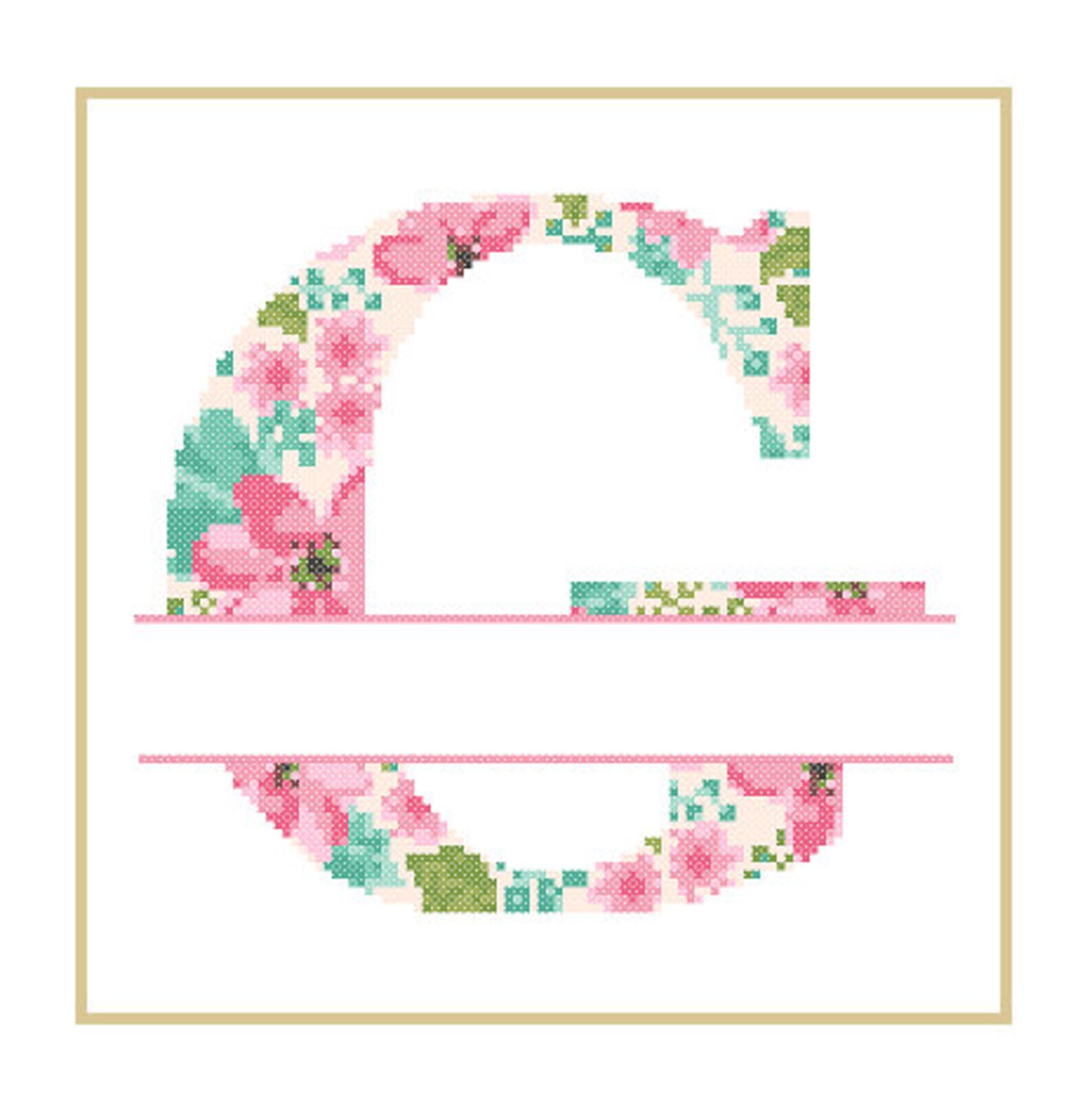 Floral Monogram G Cross Stitch Pattern G Initial G Letter | Etsy