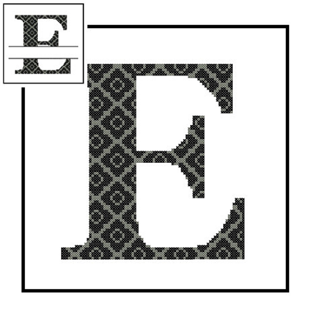 Monogram E Cross Stitch Pattern E Initial E Letter Cross Stitch Wedding ...