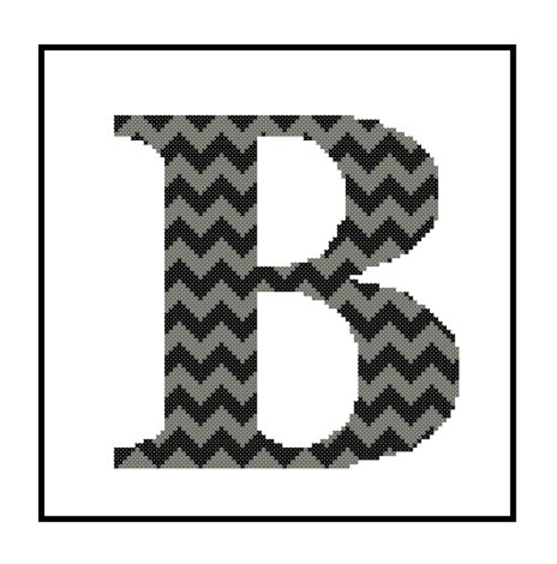 Chevron Monogram B Cross Stitch Pattern B Initial B Letter | Etsy