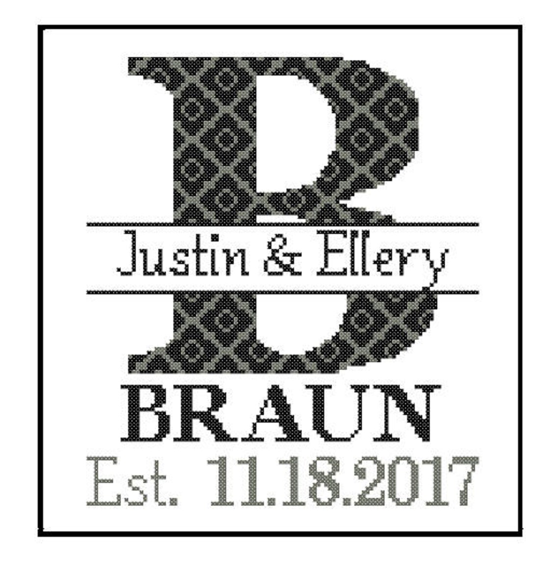 1 custom Monogram Cross Stitch Pattern Modern cross stitch | Etsy