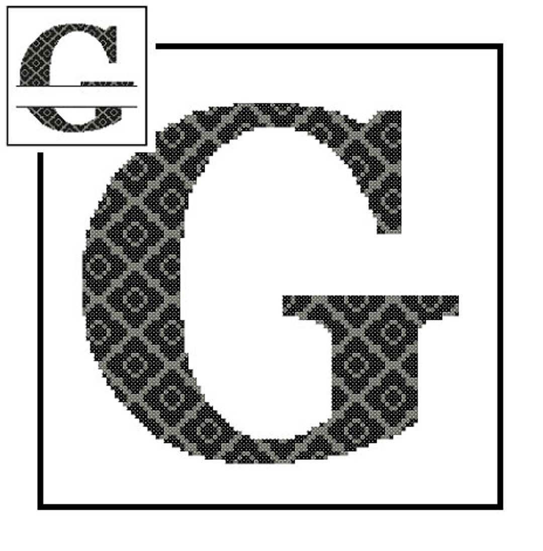 Monogram G Cross Stitch Pattern G Initial G Letter Cross Stitch Wedding ...