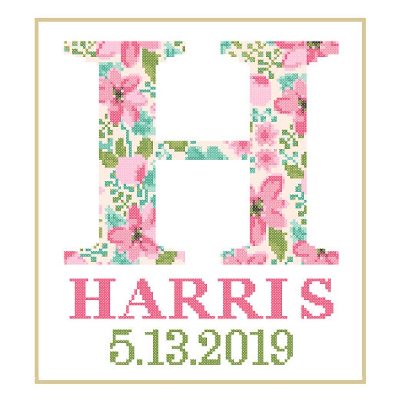 1 custom Monogram Cross Stitch Pattern Modern cross stitch | Etsy