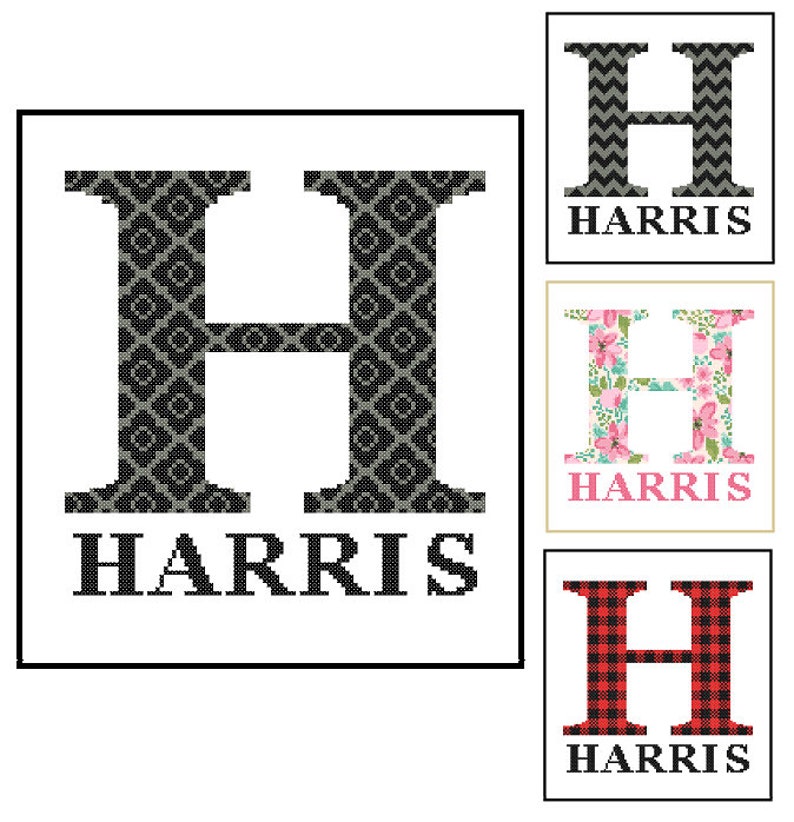 1 Custom Monogram Cross Stitch Pattern Modern Cross Stitch - Etsy