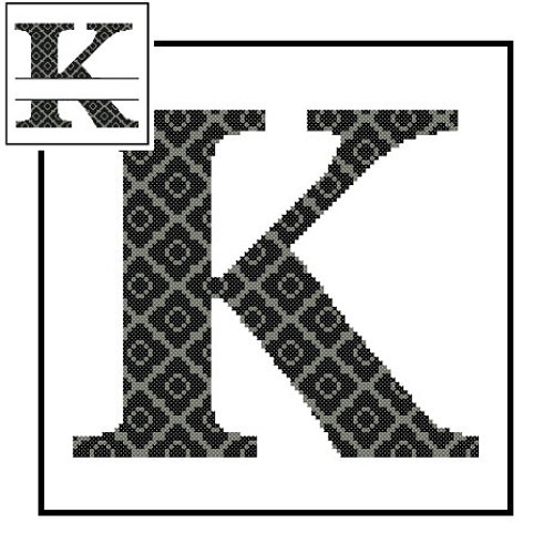 Monogram K Cross Stitch Pattern K Initial K Letter Cross - Etsy