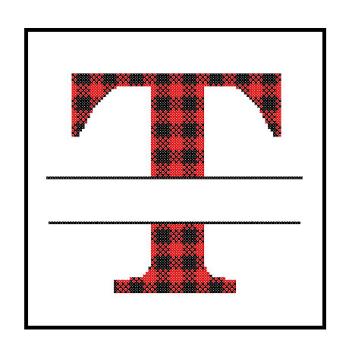Buffalo Plaid Monogram T Cross Stitch Pattern T Initial T - Etsy