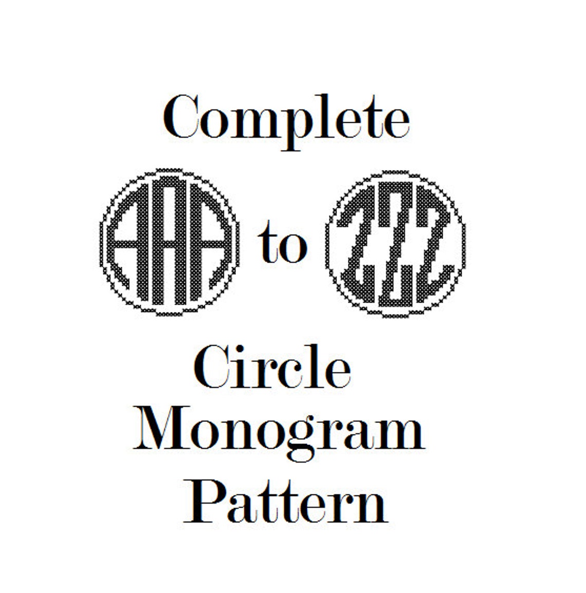 Circle Monogram Cross Stitch Personalize Initial Alphabet Gift Home ...
