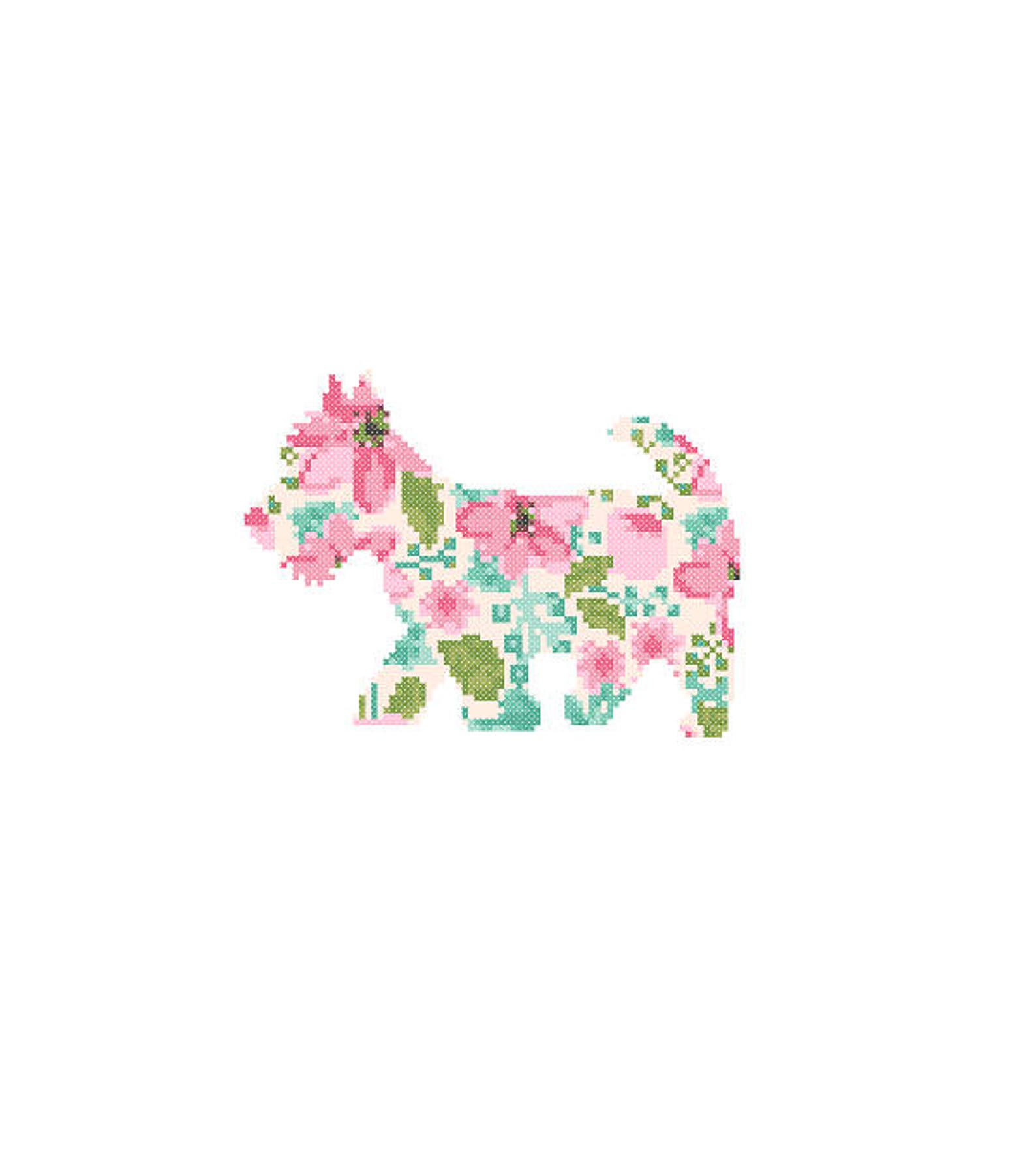 Scottish Terrier Silhouette Cross Stitch Pattern Floral Water - Etsy