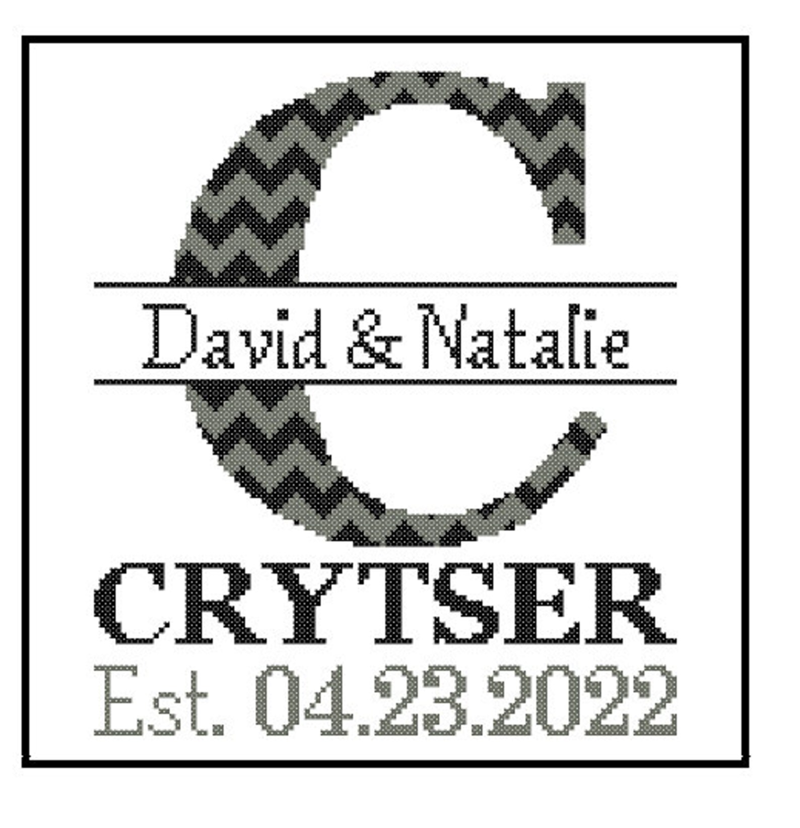1 Custom Monogram Cross Stitch Pattern Modern Initial Family - Etsy