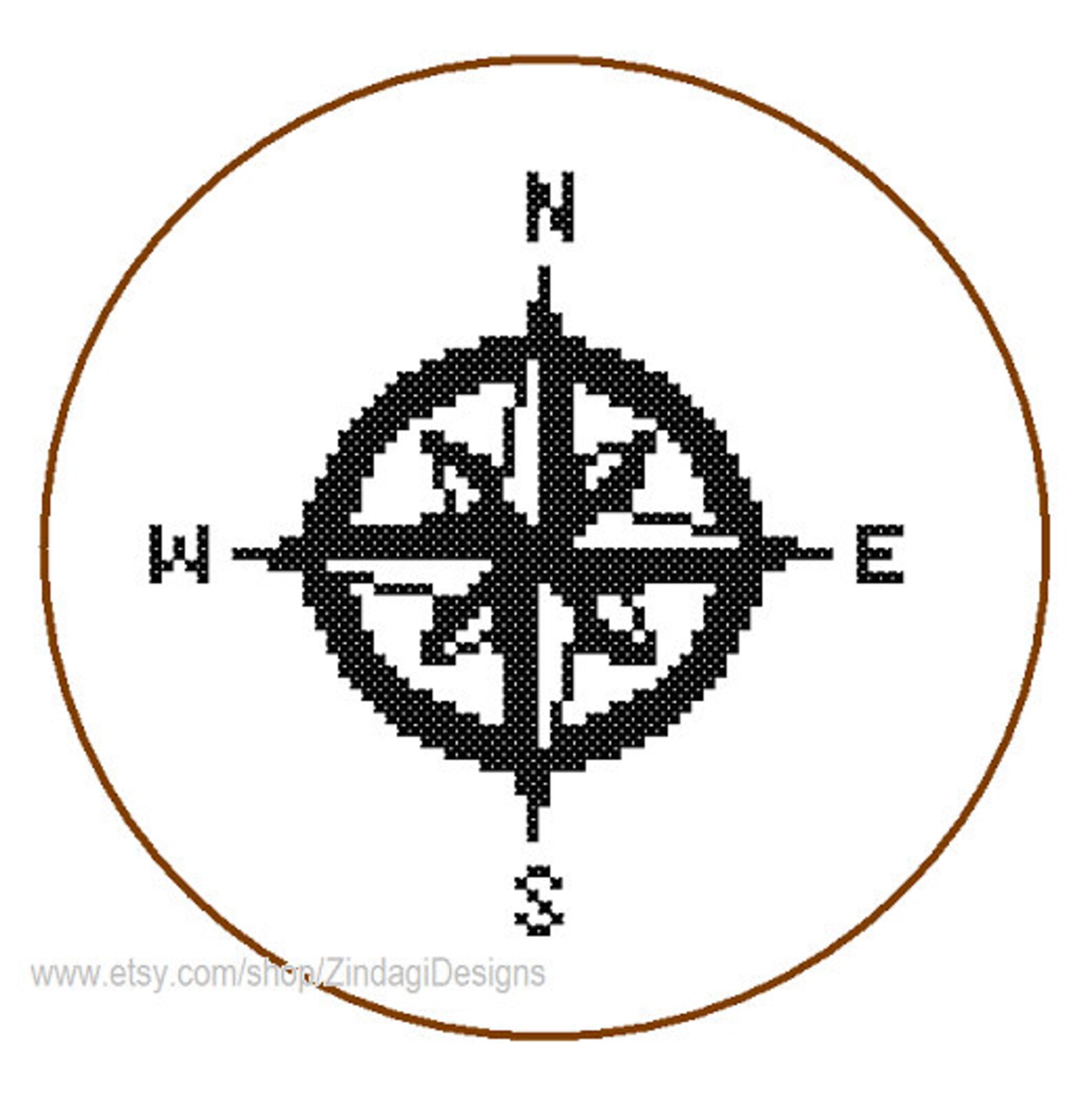 Instant Download Nautical Compass Cross Stitch Pattern Blue - Etsy