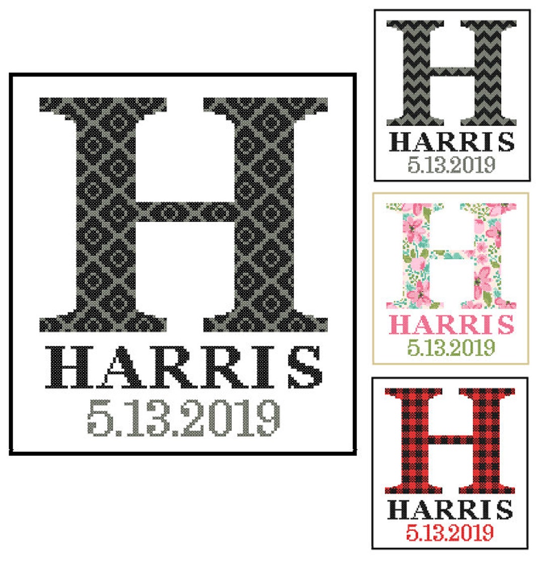 1 Custom Monogram Cross Stitch Pattern Modern Cross Stitch Monogram ...