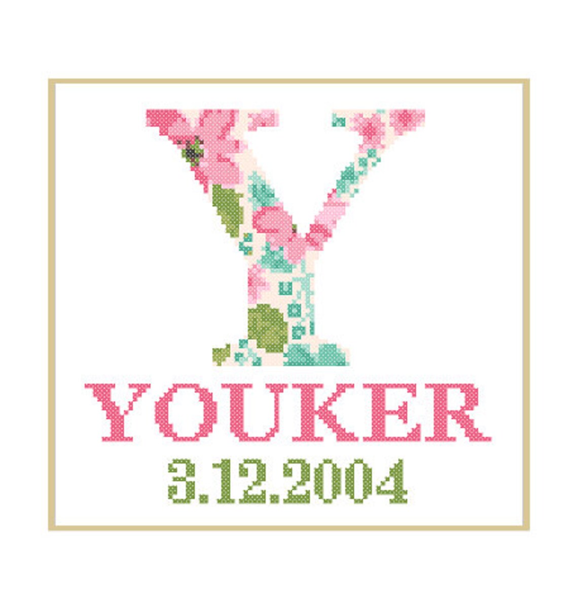 1 custom Monogram Cross Stitch Pattern Modern cross stitch | Etsy