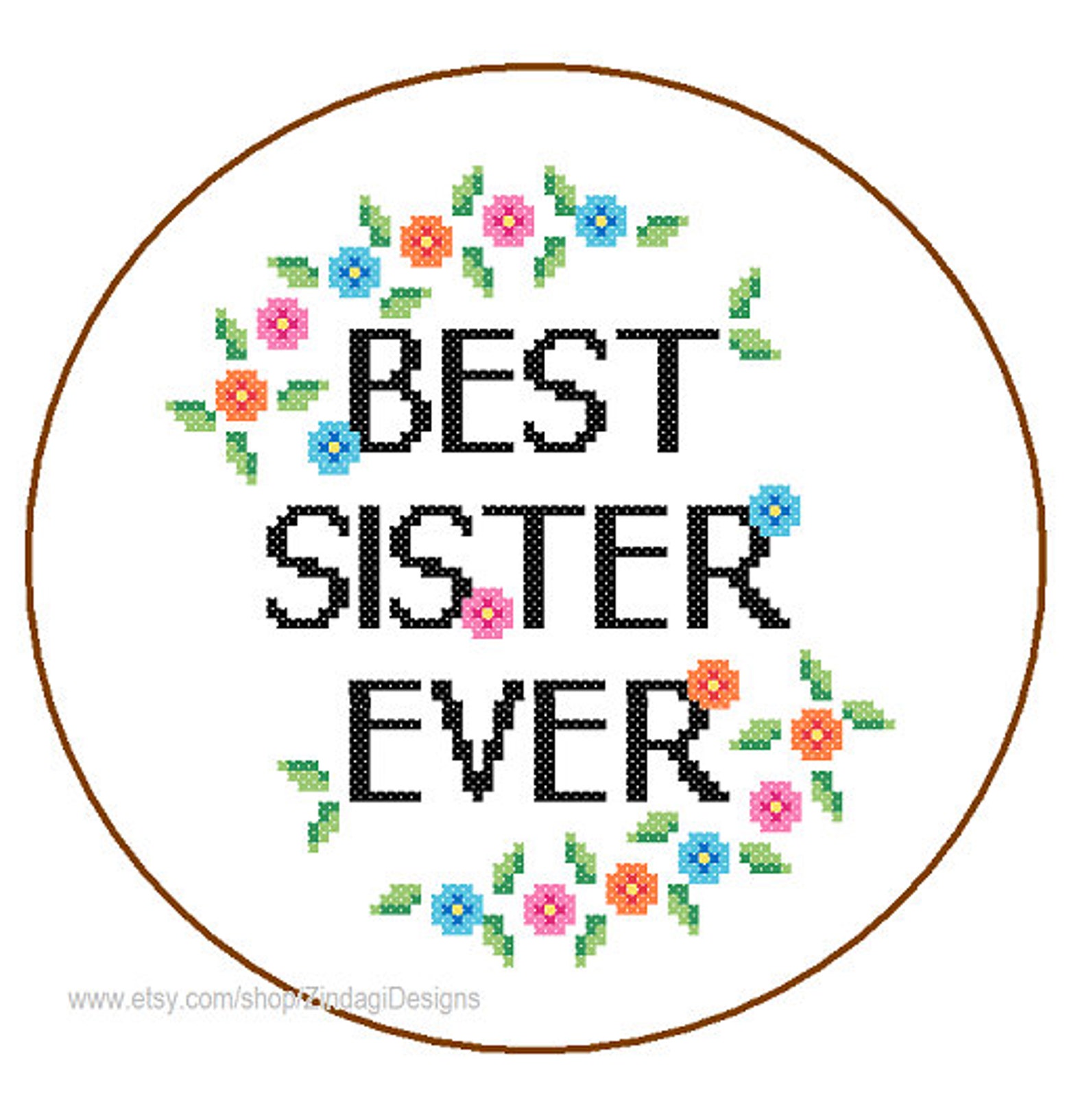 Sister Cross Stitch Pattern Instant Download Best Sister Ever - Etsy