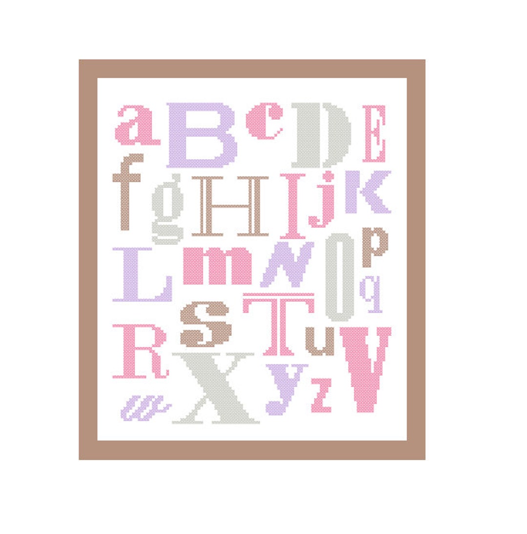 Modern Cross Stitch Pattern Alphabet Sampler Nursery ABC Cross Stitch ...