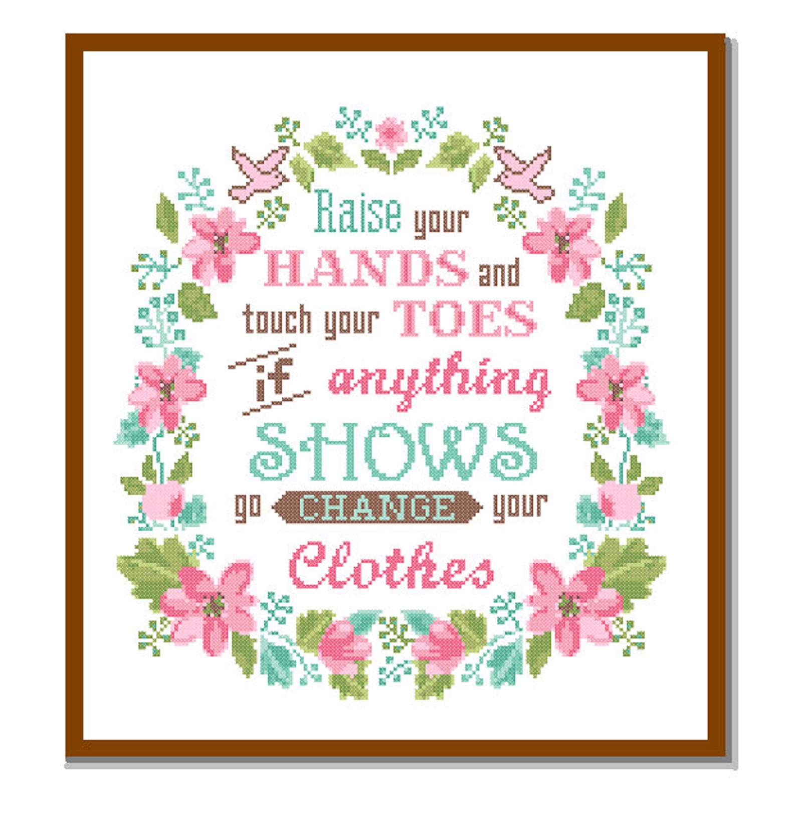 Raise Your Hands Cross Stitch Pattern Touch Your Toes If - Etsy