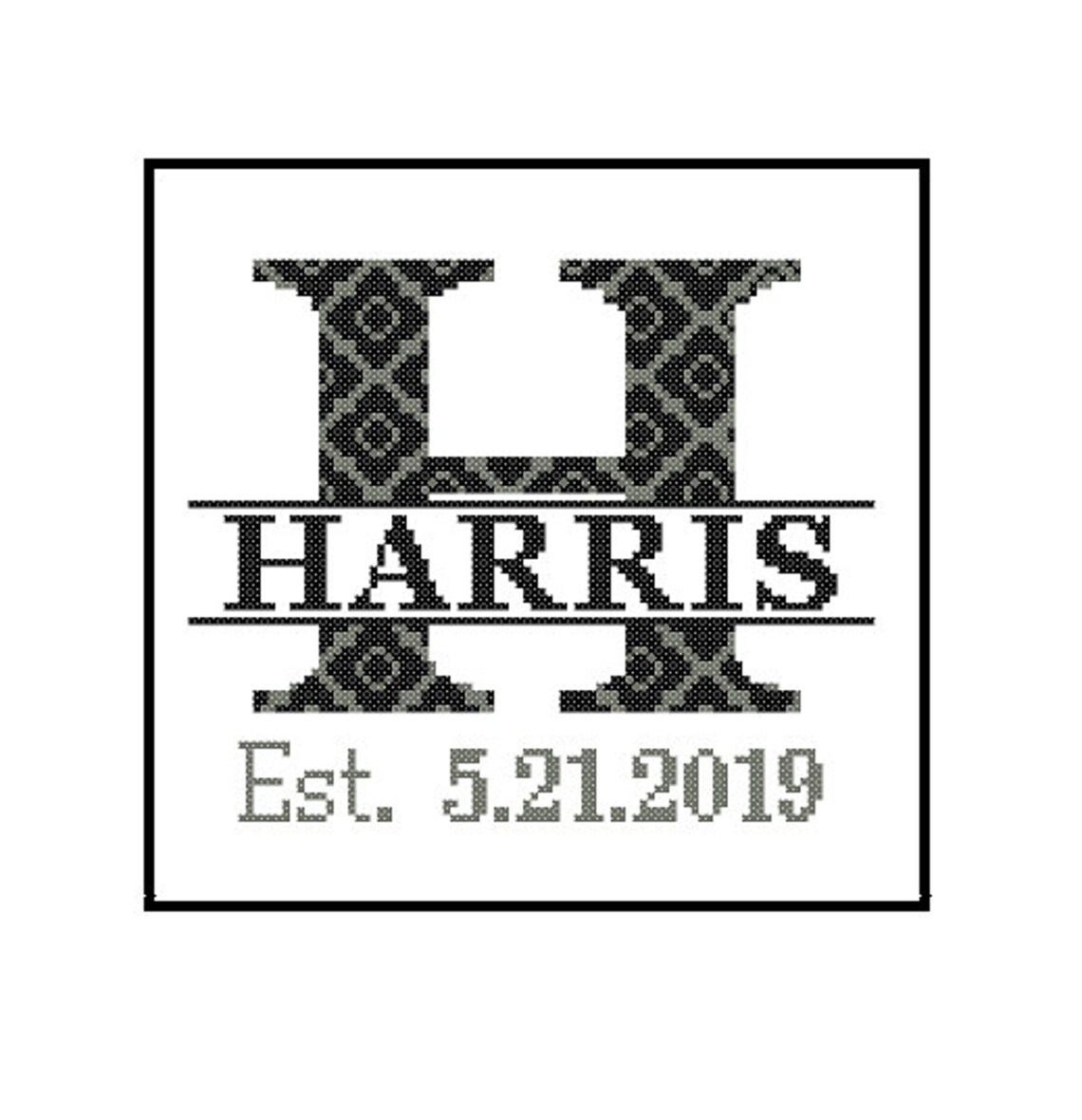 1 Custom Monogram Cross Stitch Pattern Modern Cross Stitch | Etsy