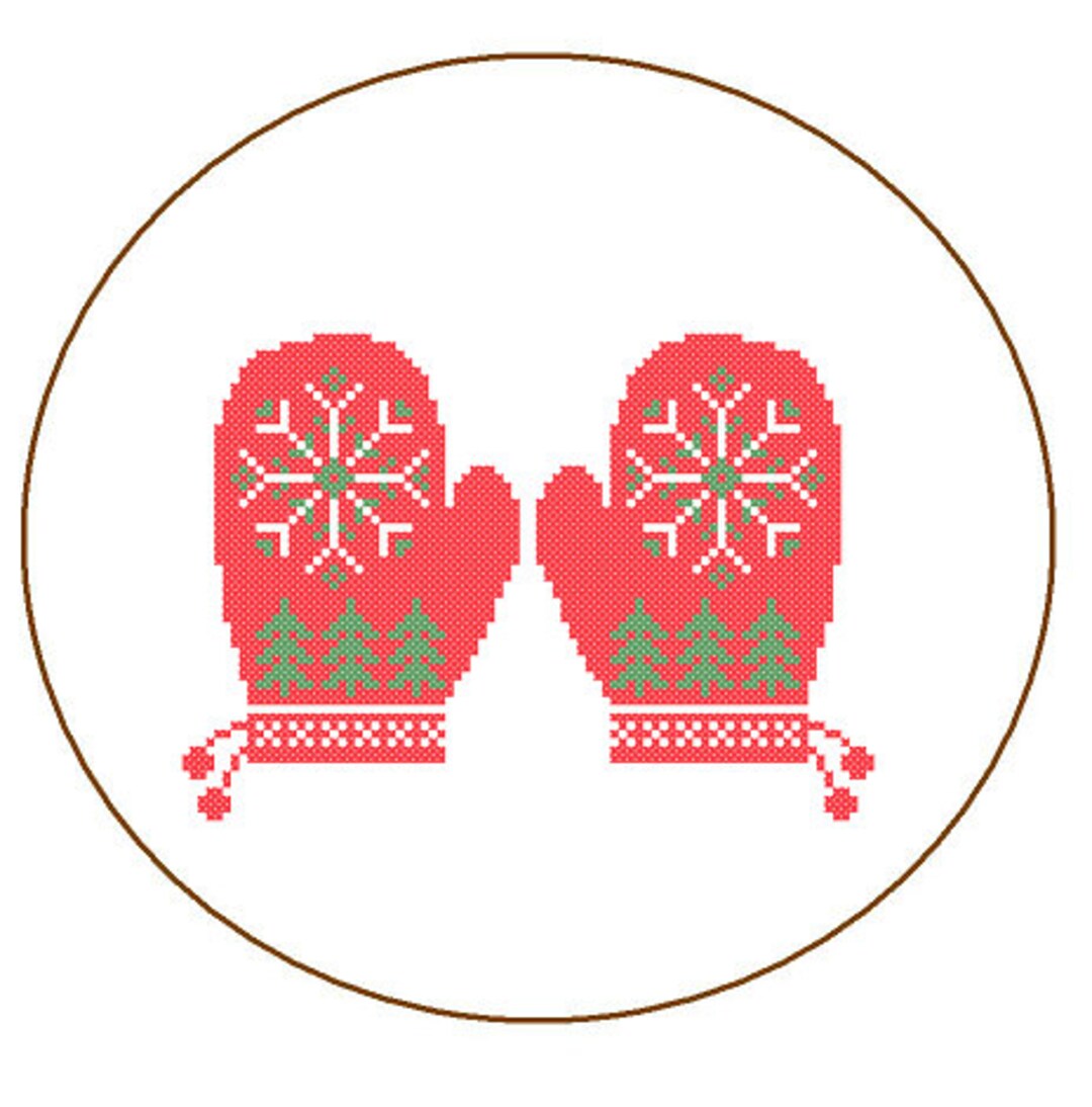 Mittens Cross Stitch Pattern Christmas Ornament Home Decor Tree ...