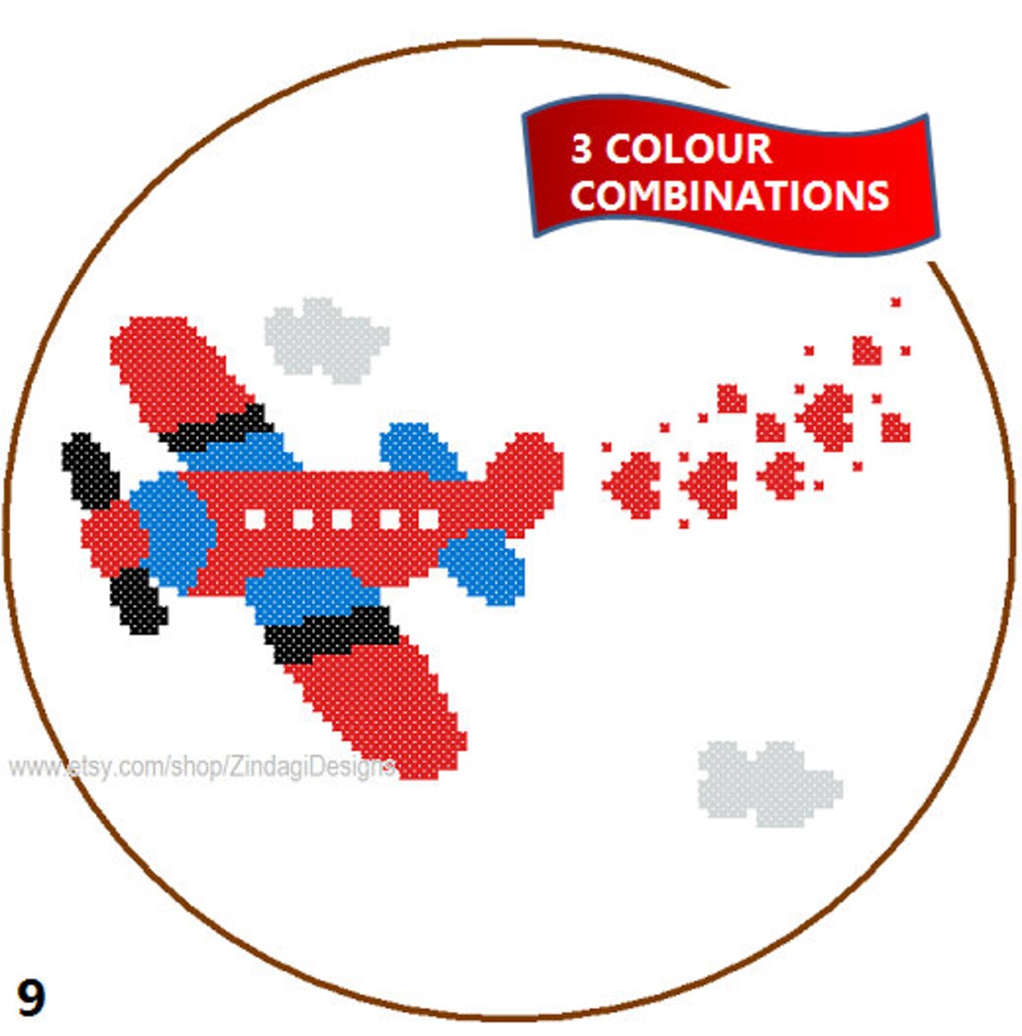 Instant Download Airplane Cross Stitch Pattern 3 Colour Combinations ...