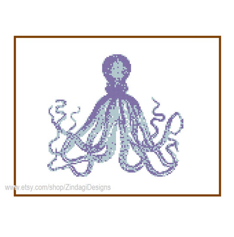 Instant Download Octopus Cross Stitch Pattern Blue Gray Wall | Etsy