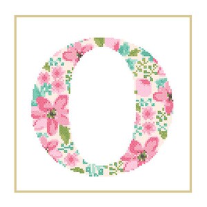 Floral Monogram O Cross Stitch Pattern O Initial O Letter Cross Stitch ...