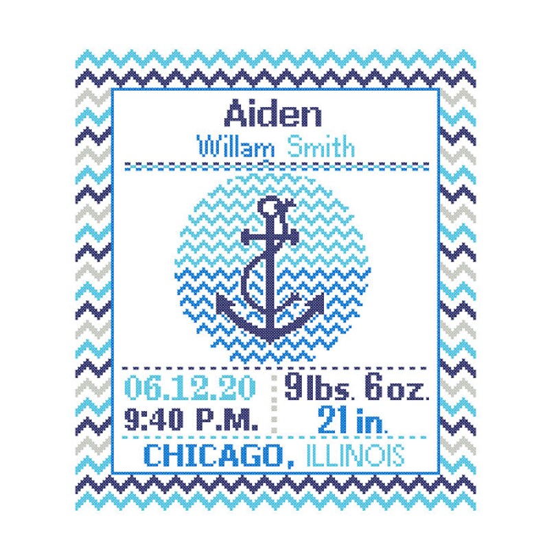 Baby Boy Birth Crosstitch - Etsy