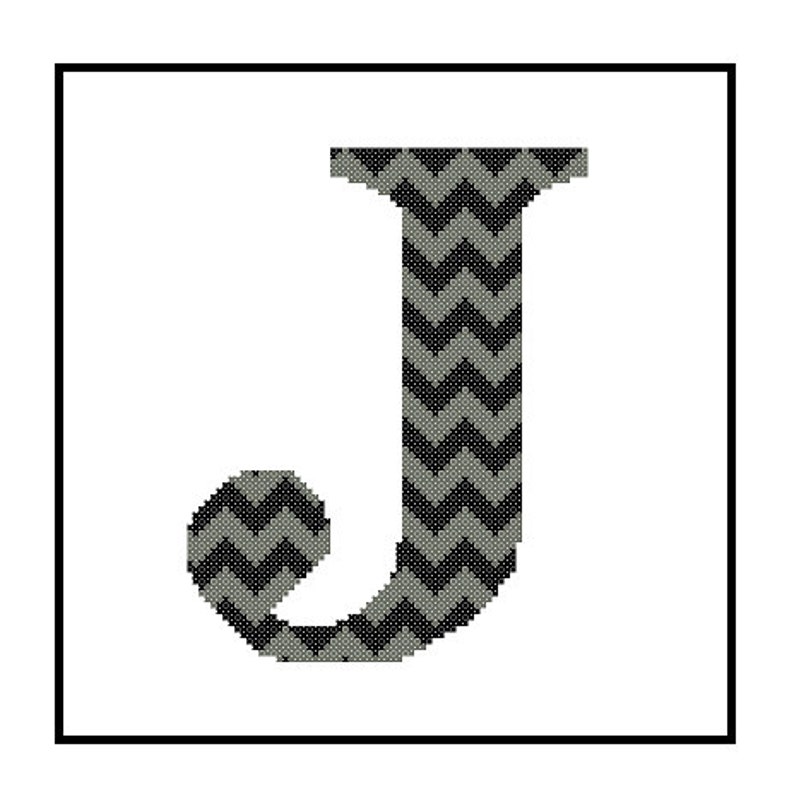 Chevron Monogram J Cross Stitch Pattern J Initial J Letter Cross Stitch ...