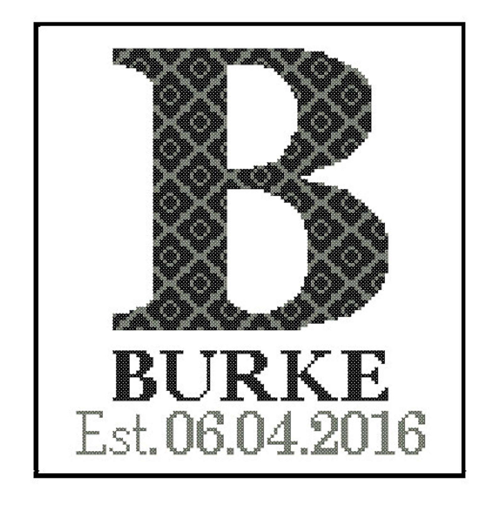 1 Custom Monogram Cross Stitch Pattern Modern Cross Stitch - Etsy