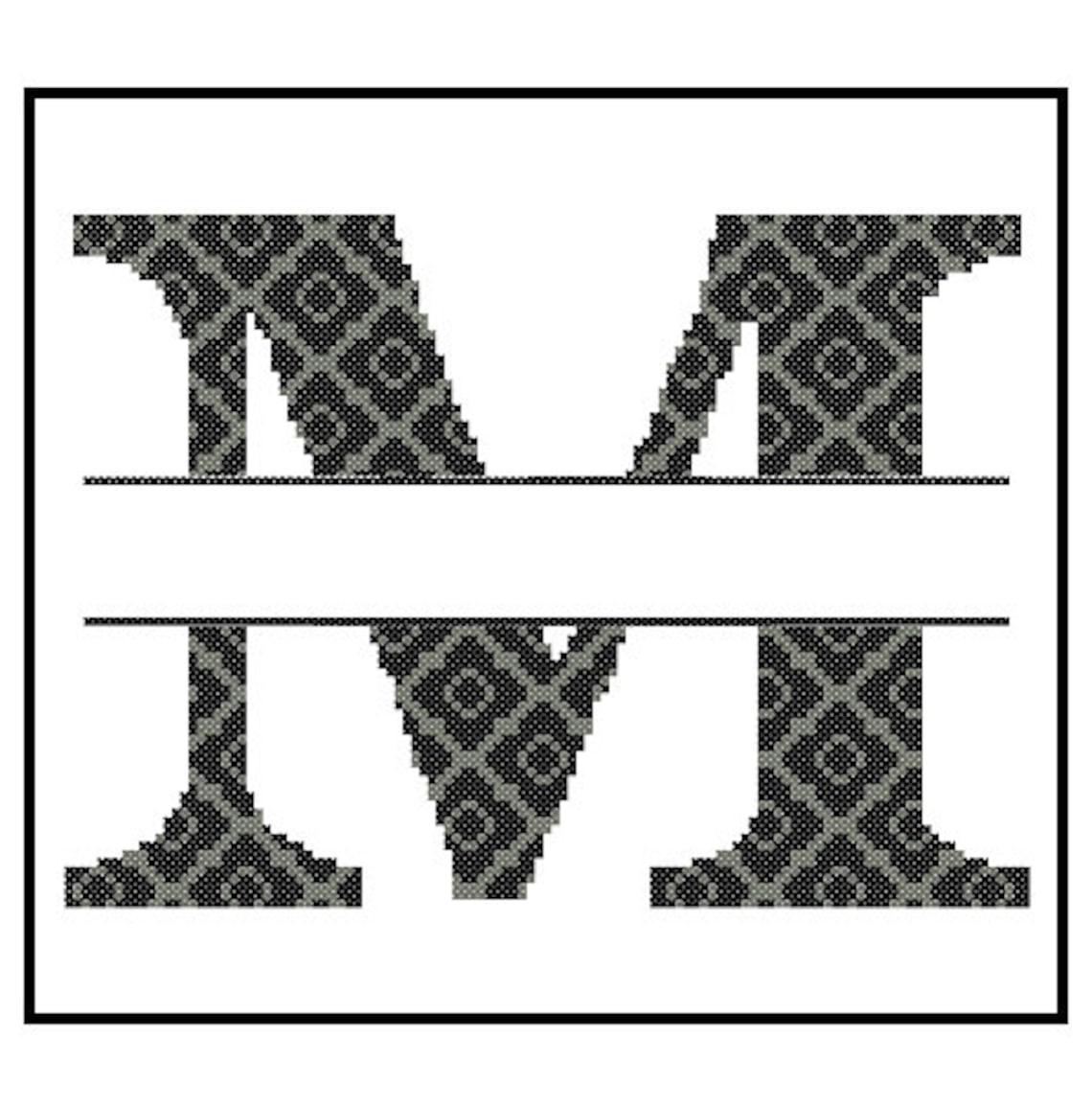 Monogram M Cross Stitch Pattern M Initial M Letter Cross | Etsy