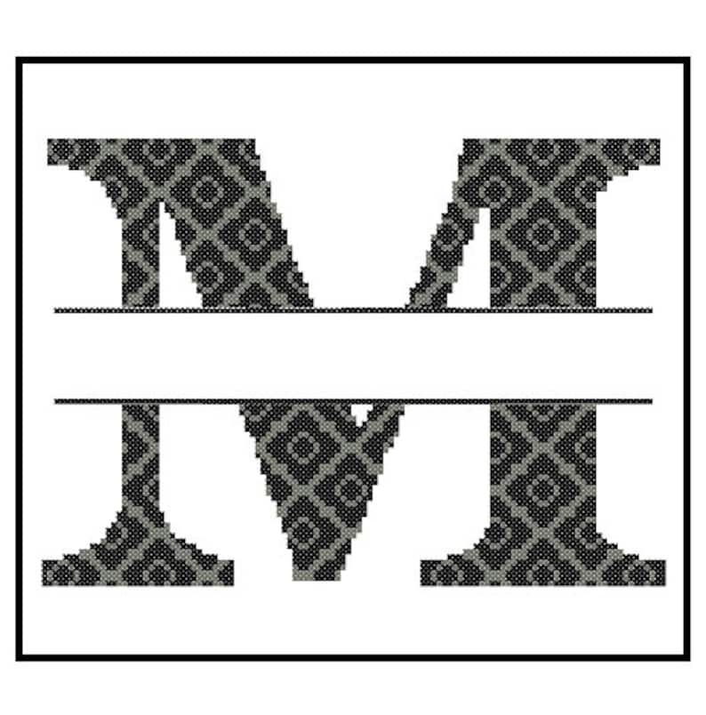 Monogram M Cross Stitch Pattern M Initial M Letter Cross | Etsy