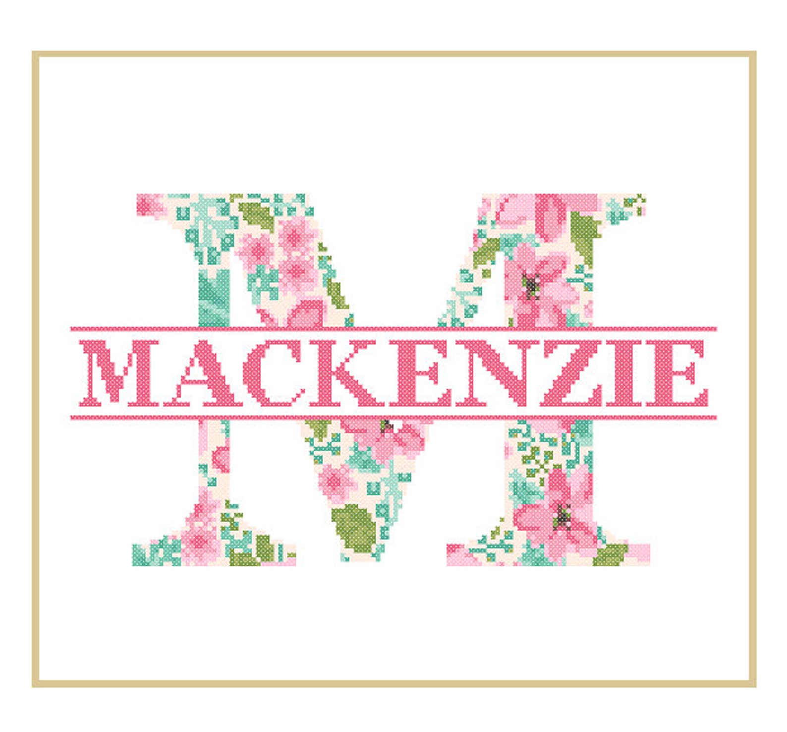 1 Custom Monogram Cross Stitch Pattern Modern Cross Stitch Monogram ...