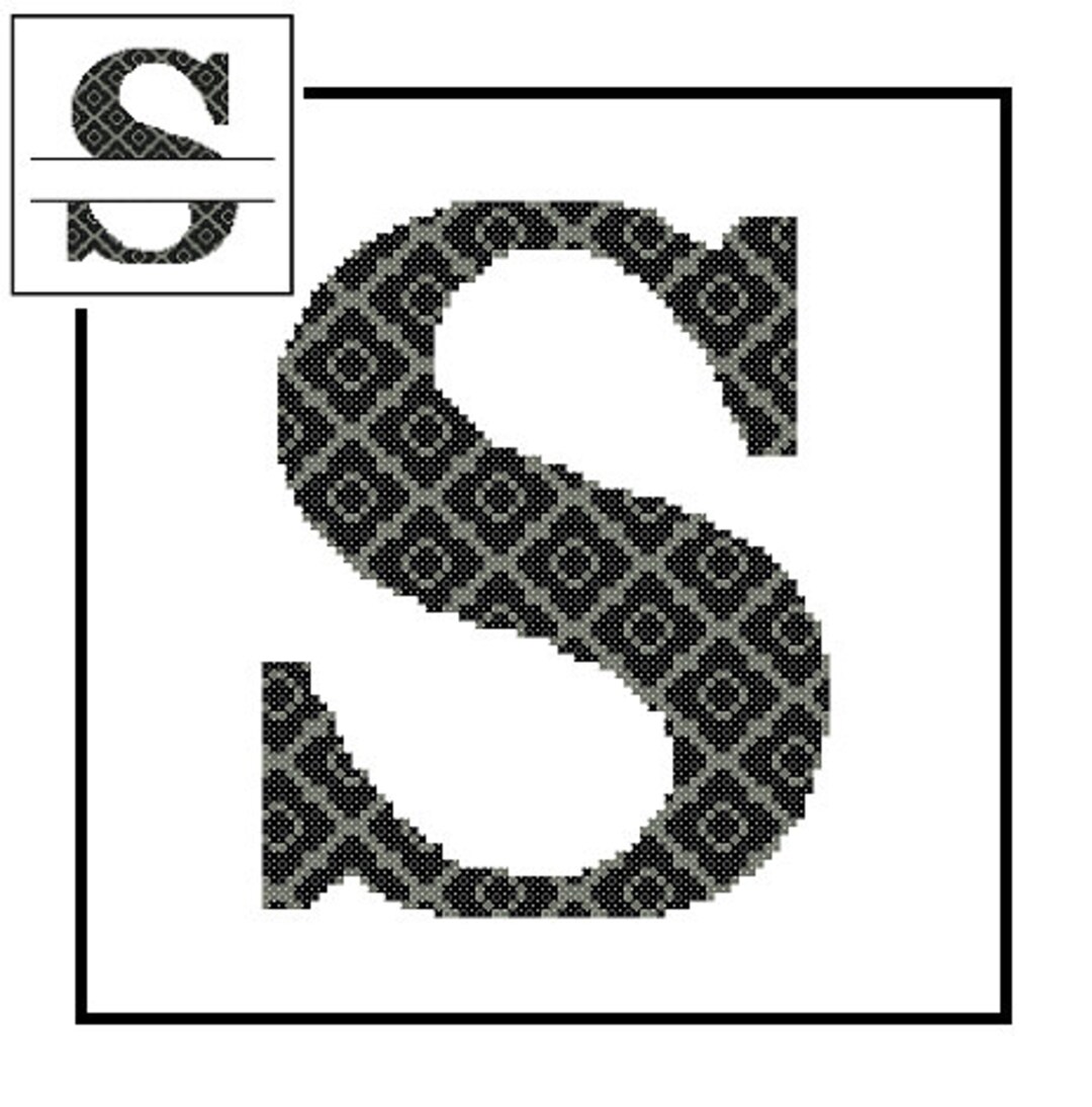 Monogram S Cross Stitch Pattern S Initial S Letter Cross Stitch Wedding ...