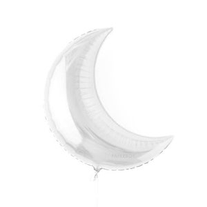 Silver Crescent Moon Balloon - Mirrored Foil Mylar - 35" - First ...
