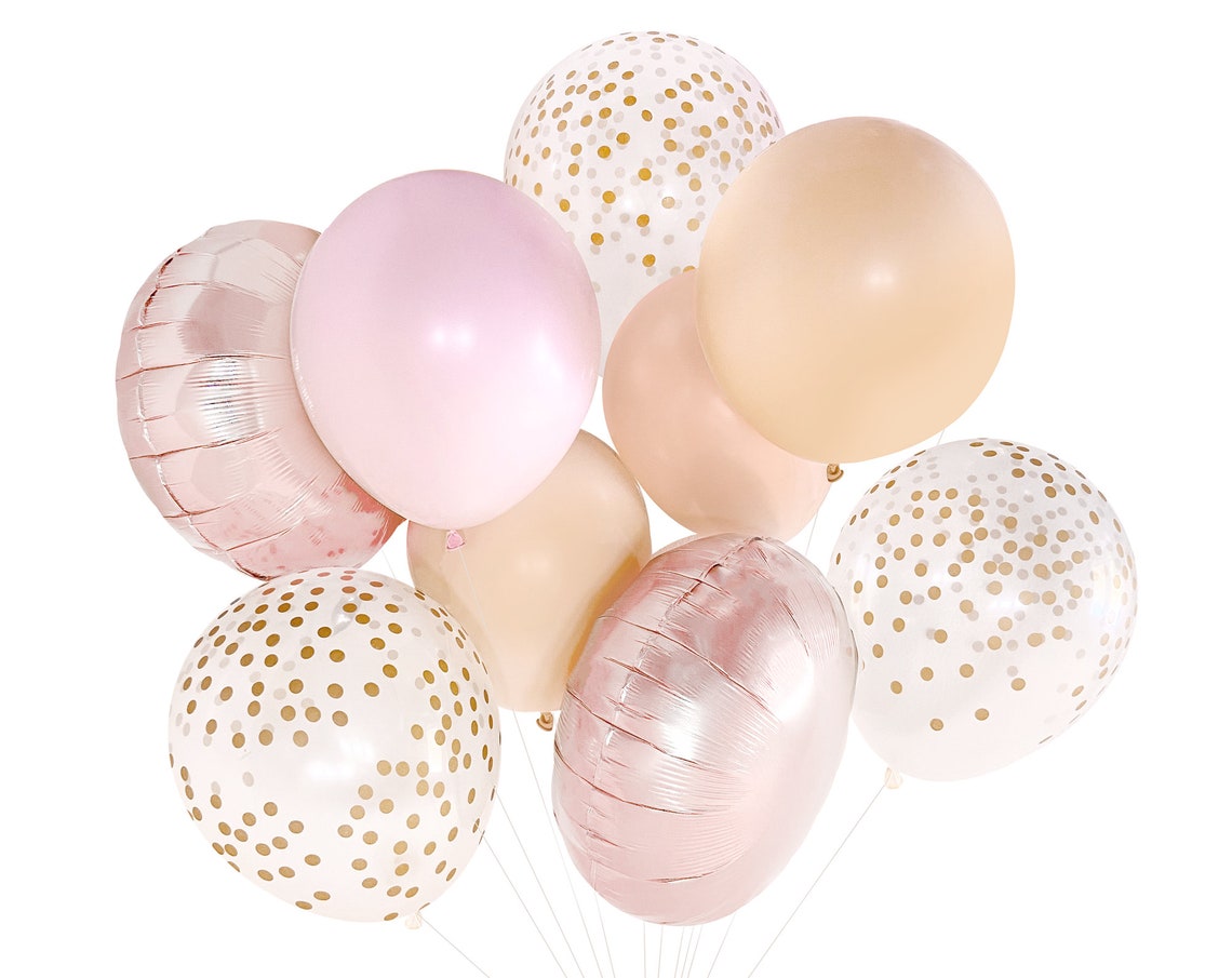 Blush and Rose Gold Balloons Balloon Bouquet Bundle With - Etsy